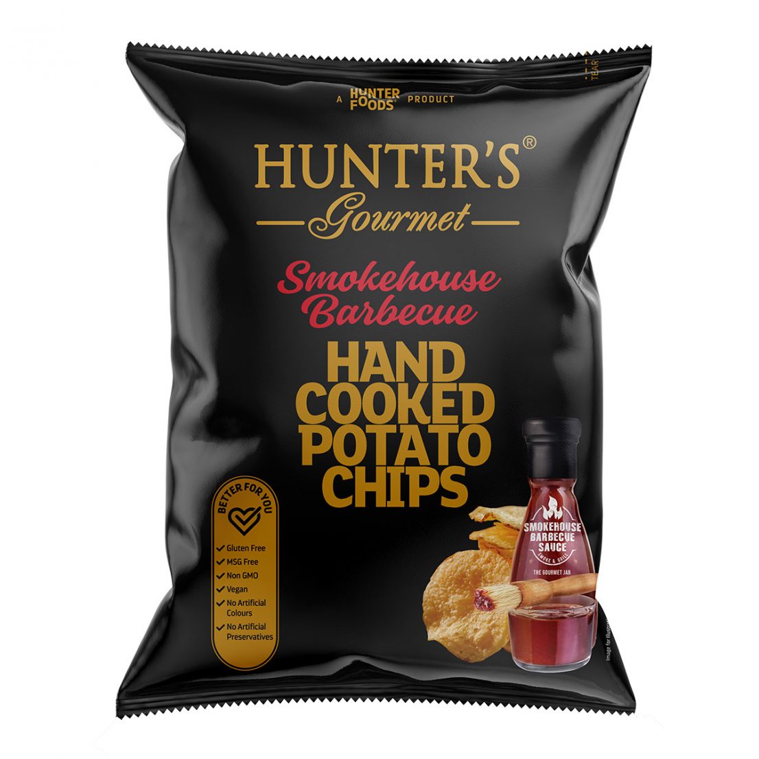 Hunter’s Gourmet Hand Cooked Potato Chips - SmokehouseBarbecue - Gold ...